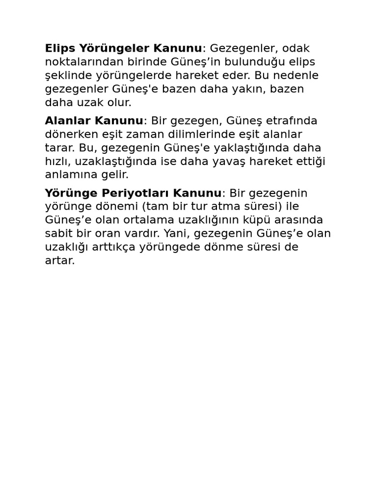 Elips Yörüngeler Kanunu | PDF