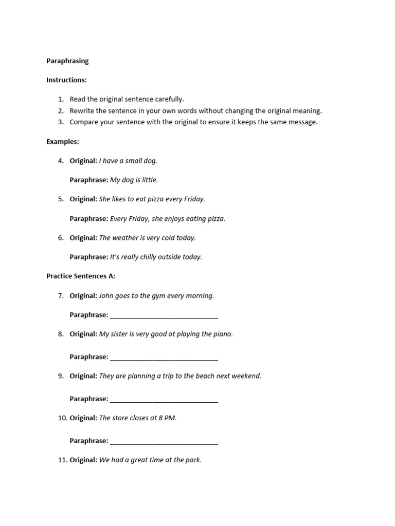 Paraphrasing 3 | PDF