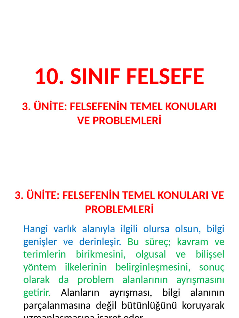 Felsefe 10 - 3. Ünite | PDF
