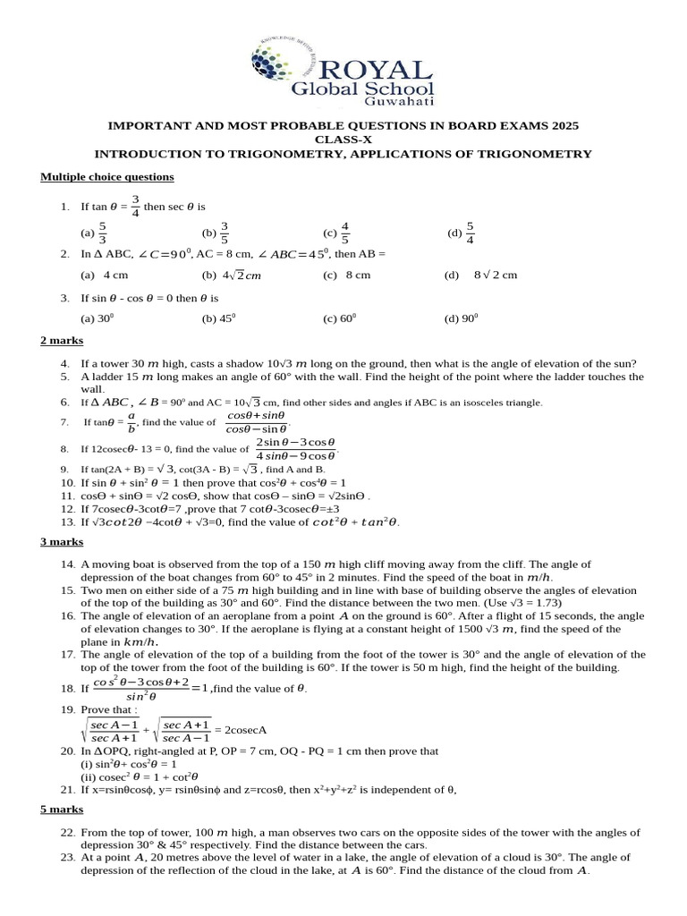 Trigo, Applications of trigo | PDF | Trigonometry | Elementary Geometry