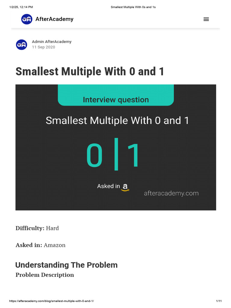 Smallest Multiple With 0s and 1s | PDF | Numbers | Software Engineering
