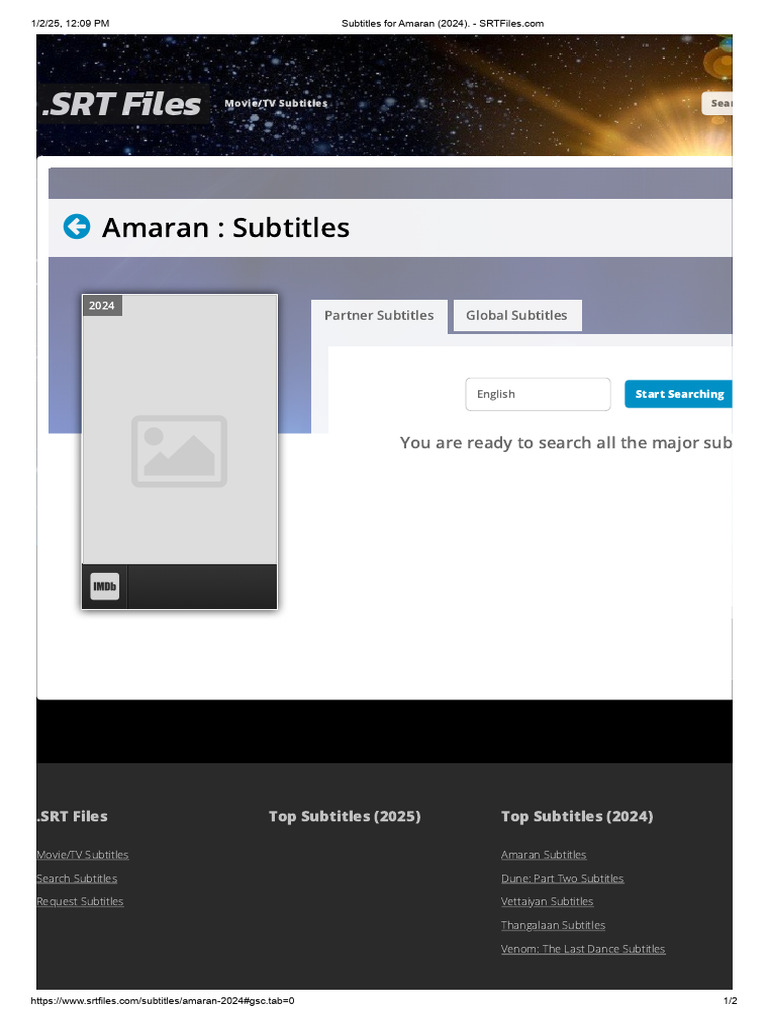 Subtitles For Amaran (2024) . | PDF