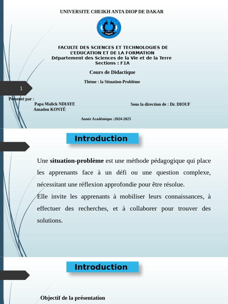 Groupe 2 - Situation Probleme | PDF | Pédagogie | Apprentissage