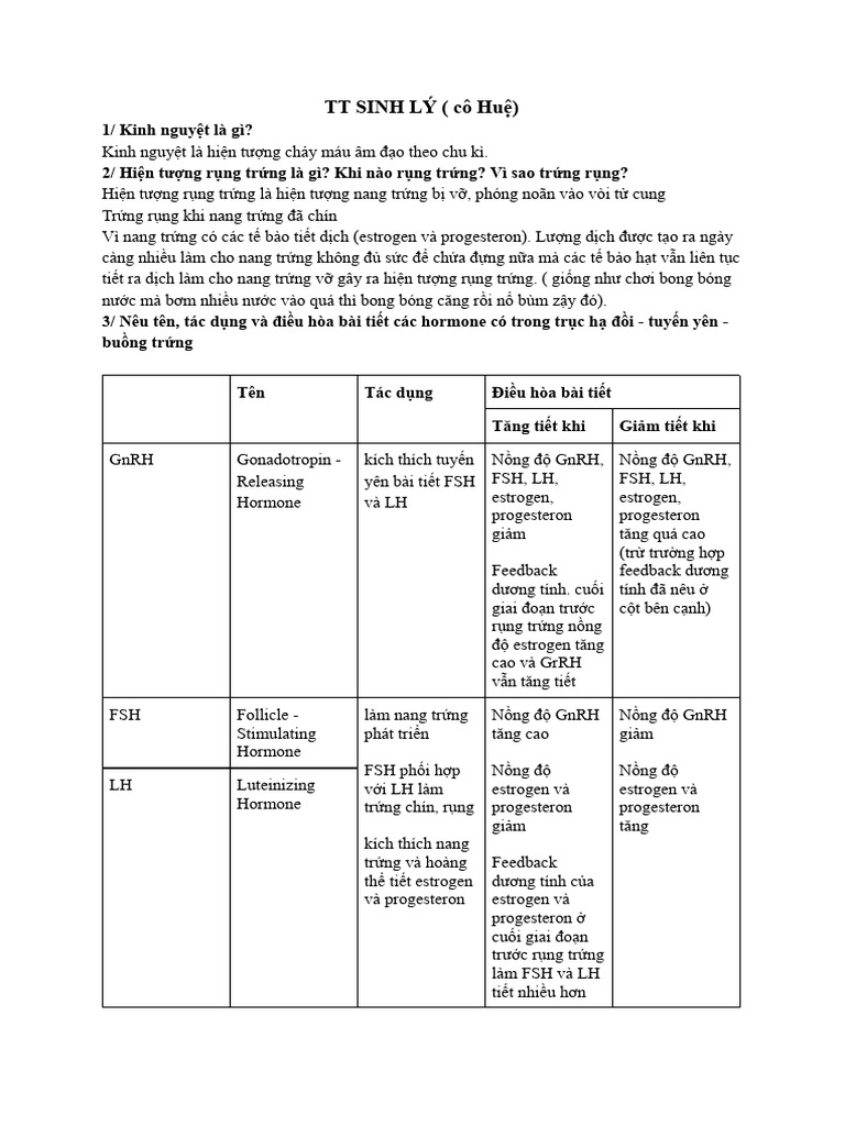 TT SINH LÝ cô Huệ | PDF