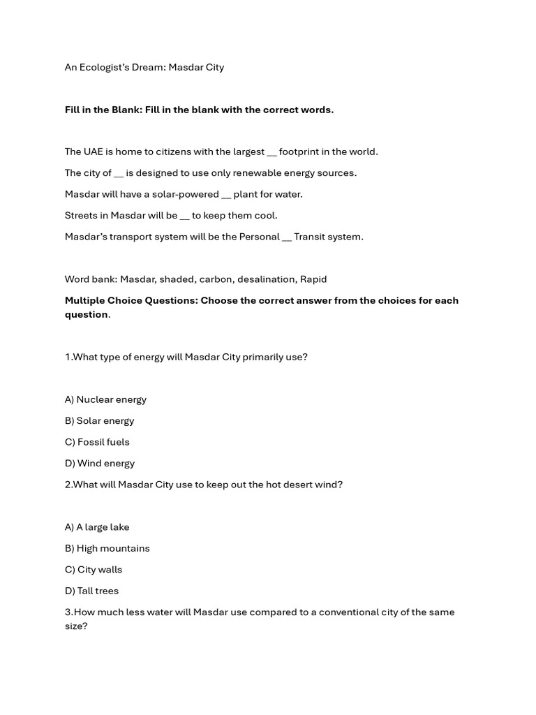 An Ecologist's Dream Extra Reading Worksheet | PDF