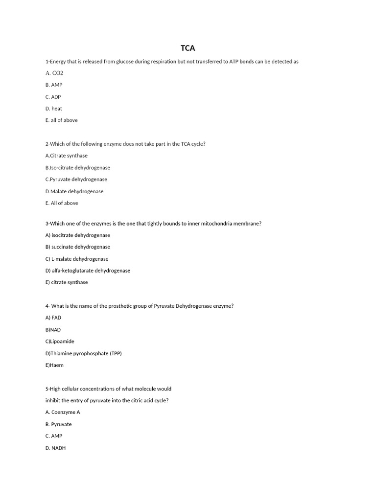 TCA | PDF | Diet & Nutrition | Chemistry