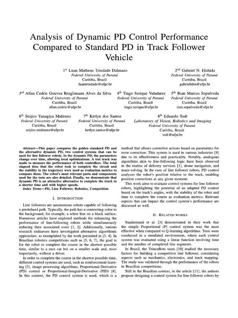 Analysis of Dynamic PD Control Performance Compared To Standard PD in Track Follower Vehicle NO ...