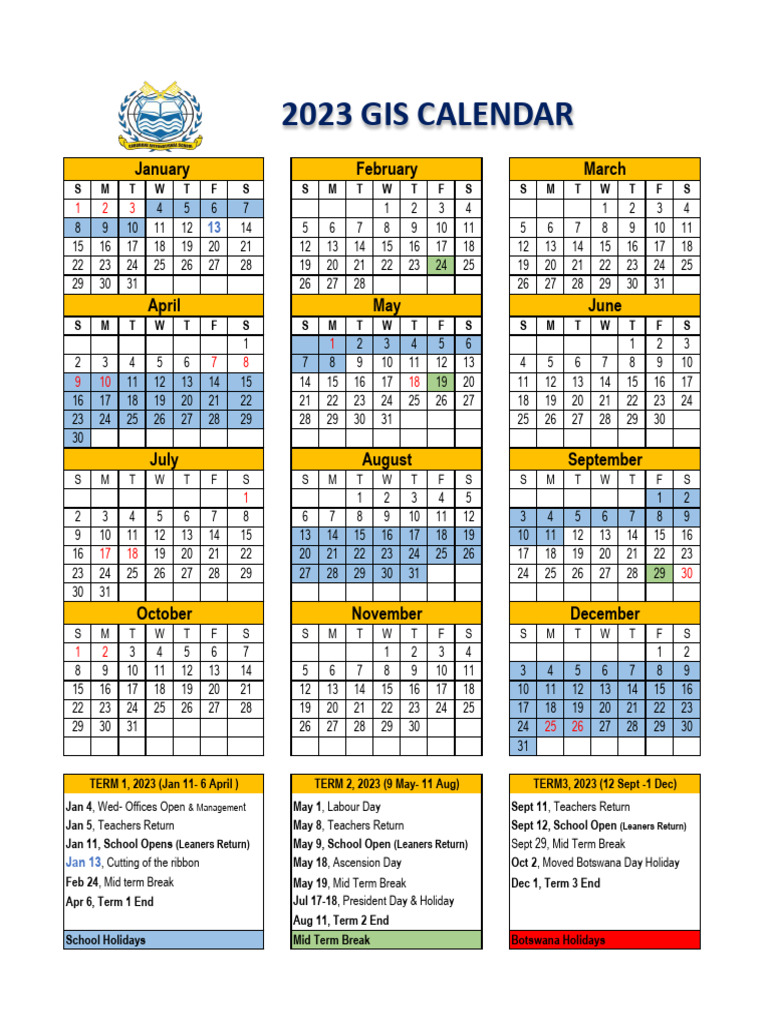 2023 School Calendar1669884081061 | PDF