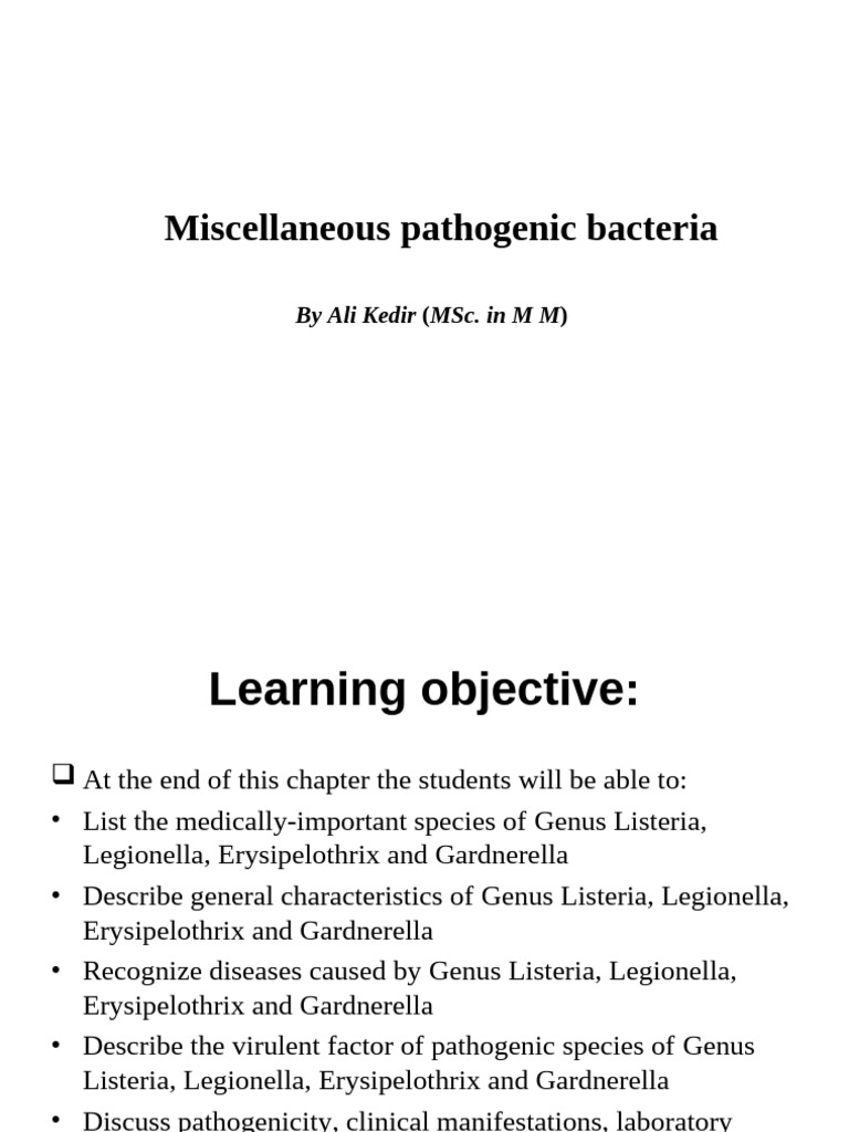 Pathogenic Bacteria: Listeria, Legionella, Erysipelothrix | PDF ...