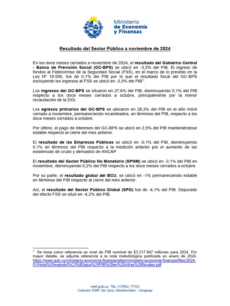 Mef-Comunicado - Noviembre 2024 | PDF | Producto Interno Bruto | Economias