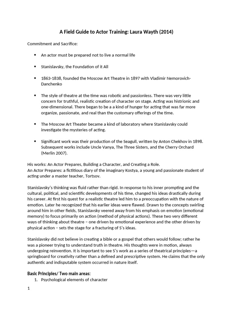 A Field Guide To Actor Training | PDF | Psychology | Acting