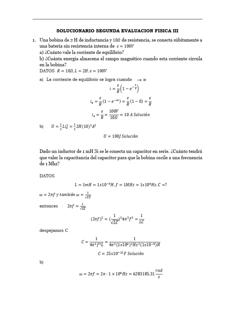 2do Sol Parcial Fisica III I - 2024 | PDF | Inductor | Metrología