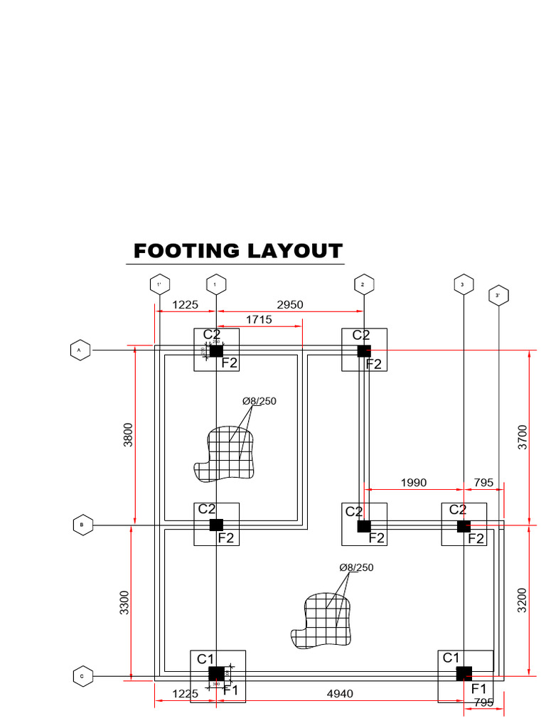 Footing Layout and Sections Plan | PDF