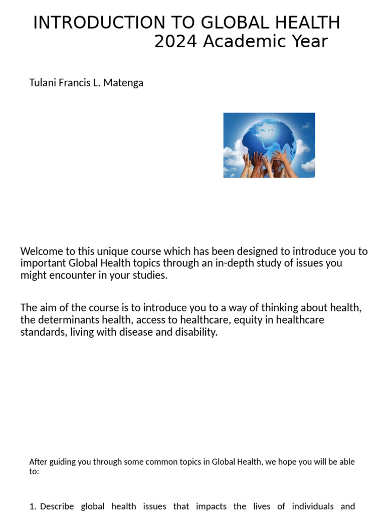 Introduction to Global Health Course | PDF | Global Health | Public Health