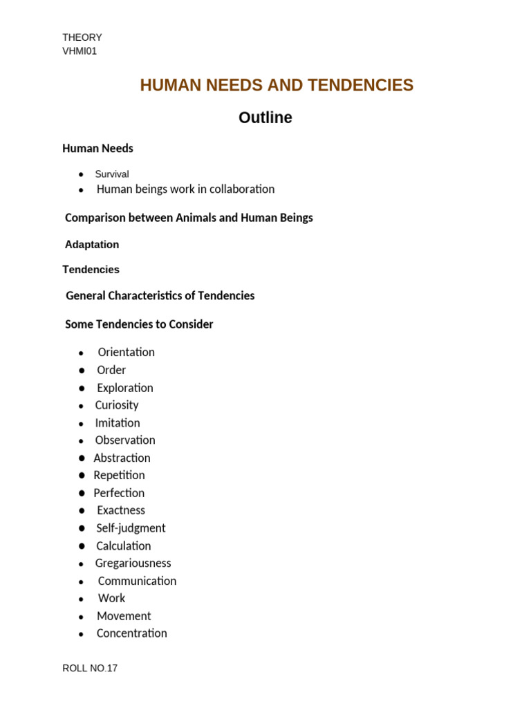 17 Theory Human Needs and Tendencies | PDF | Adaptation | Curiosity