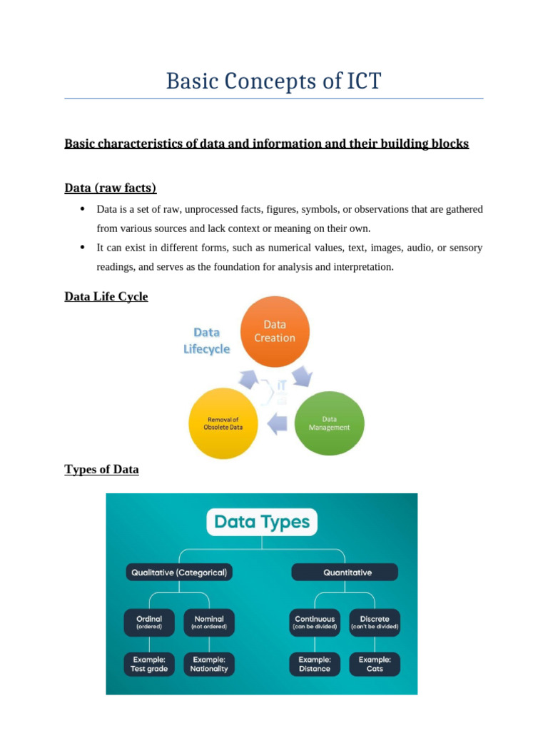 Basic concepts of ict | PDF | Data | Internet