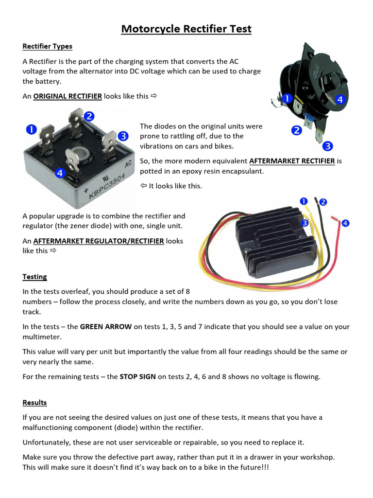 Motorcycle Rectifier Test | PDF
