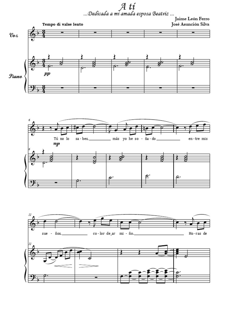 Dedicada A Mi Amada Esposa Beatriz ... : Tempo Di Valse Lento | PDF