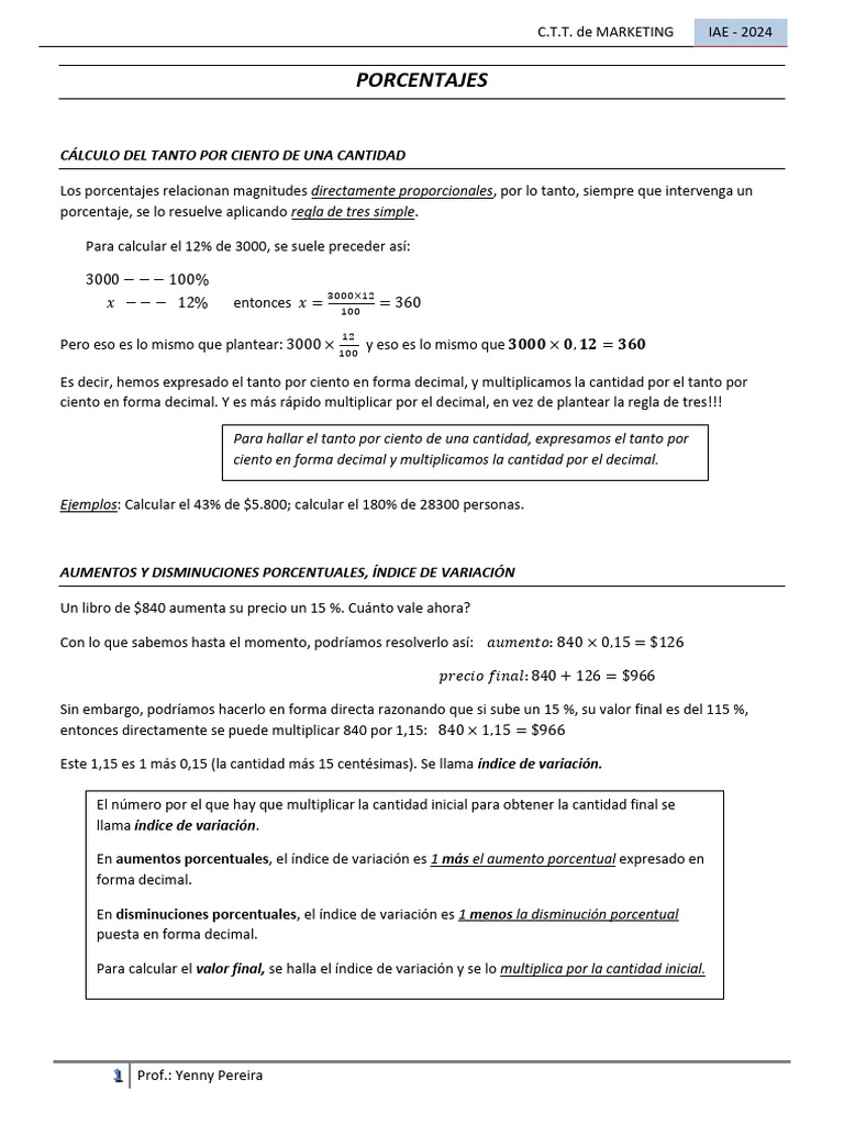 Porcentajes Ctt Marketing | PDF | Porcentaje | Comercio