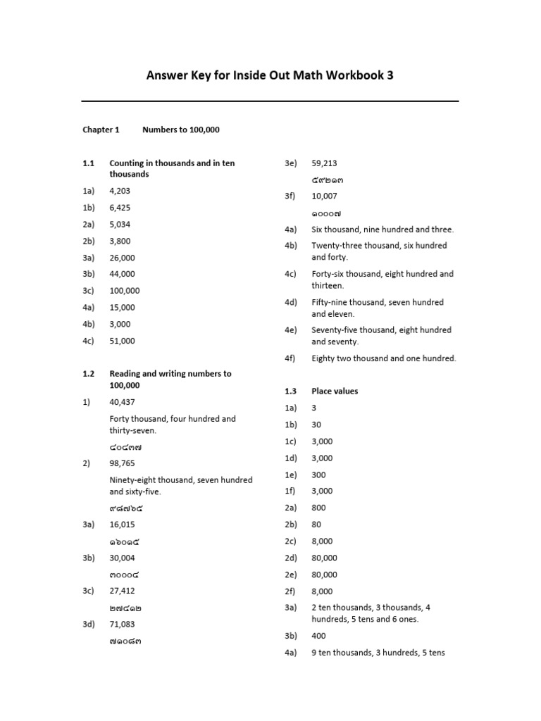 Inside Out Math Workbook 3 Answers | PDF | Volume | Symmetry