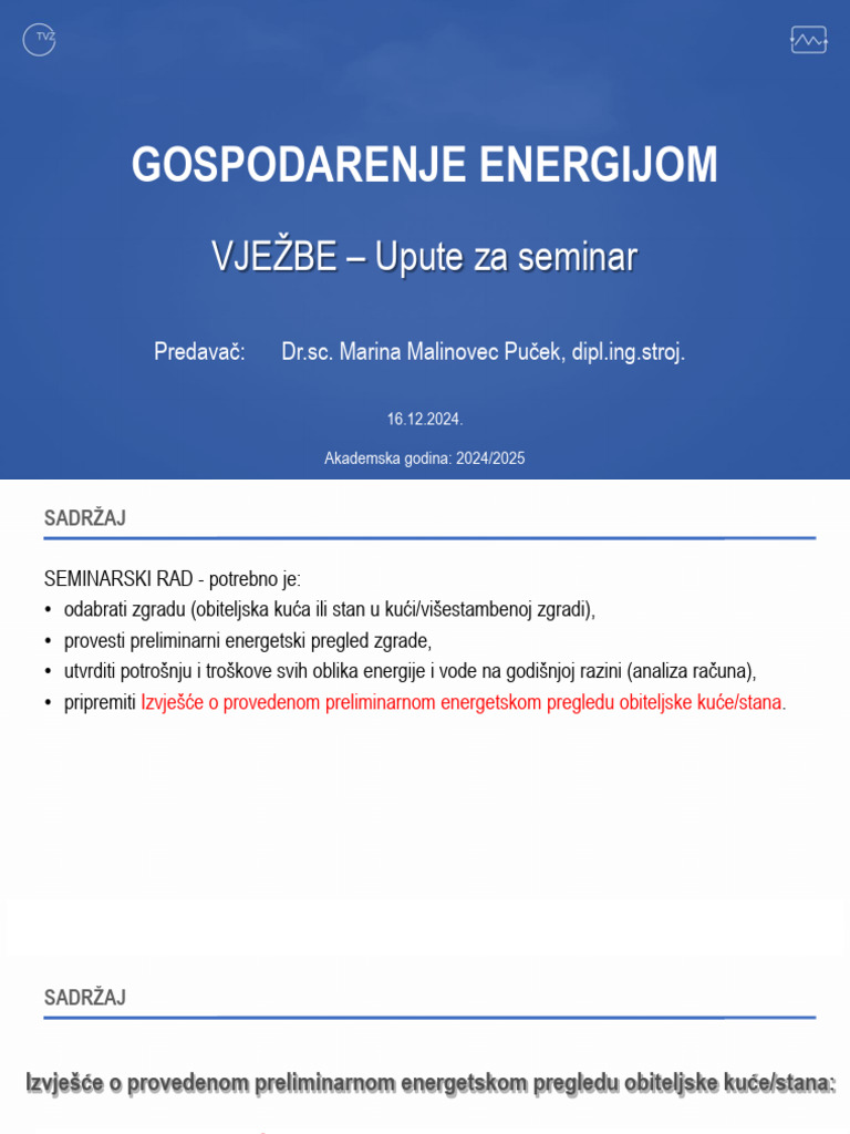 2024 GE - 13 VJEZBE-upute - Seminar | PDF
