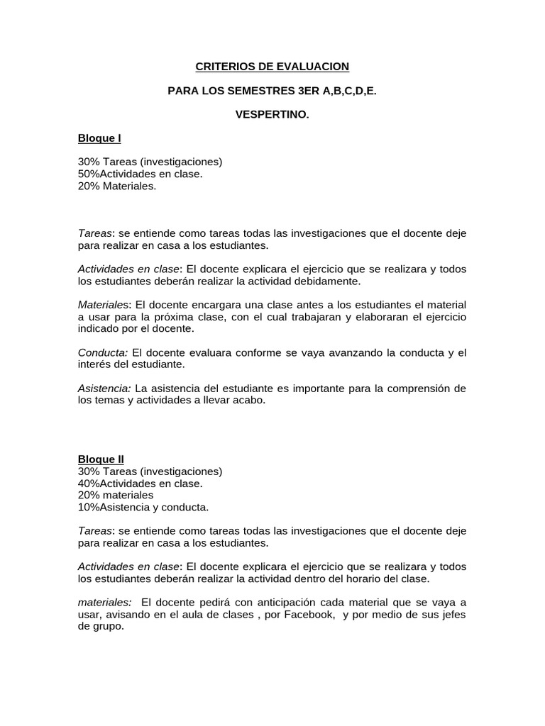 Criterios de Evaluacion | PDF