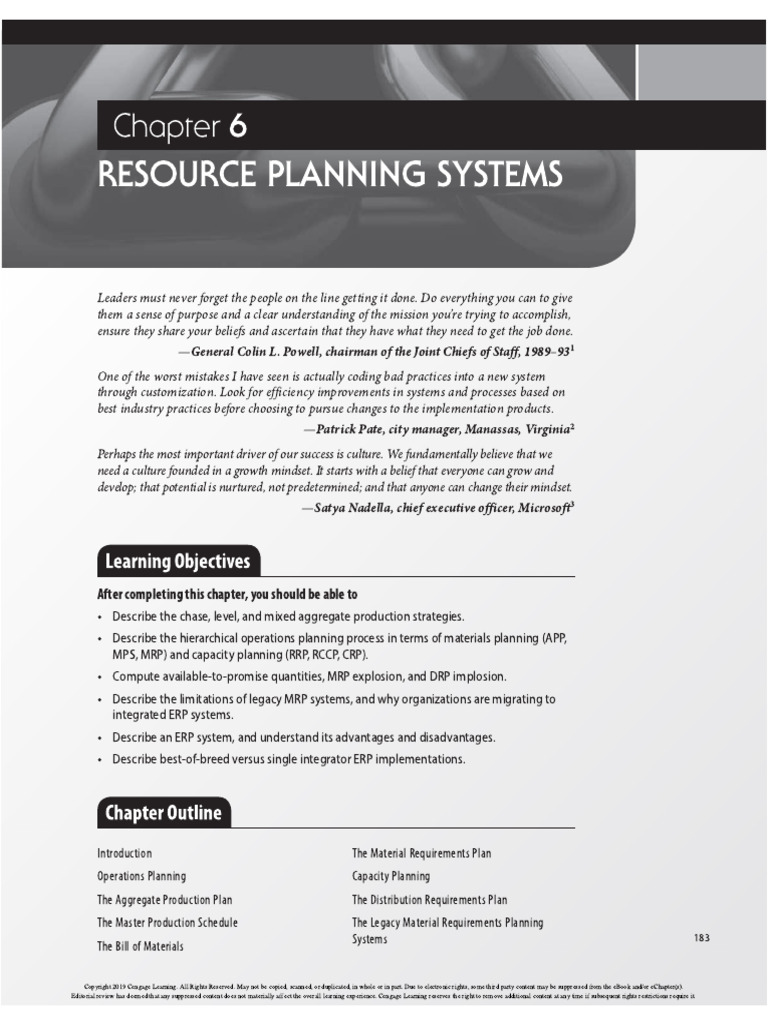 Unit 7 Resource Planning Systems | PDF