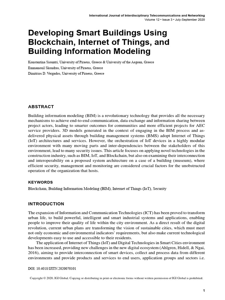 A8 - Developing Smart Buildings Using Blockchain, Internet of Things ...