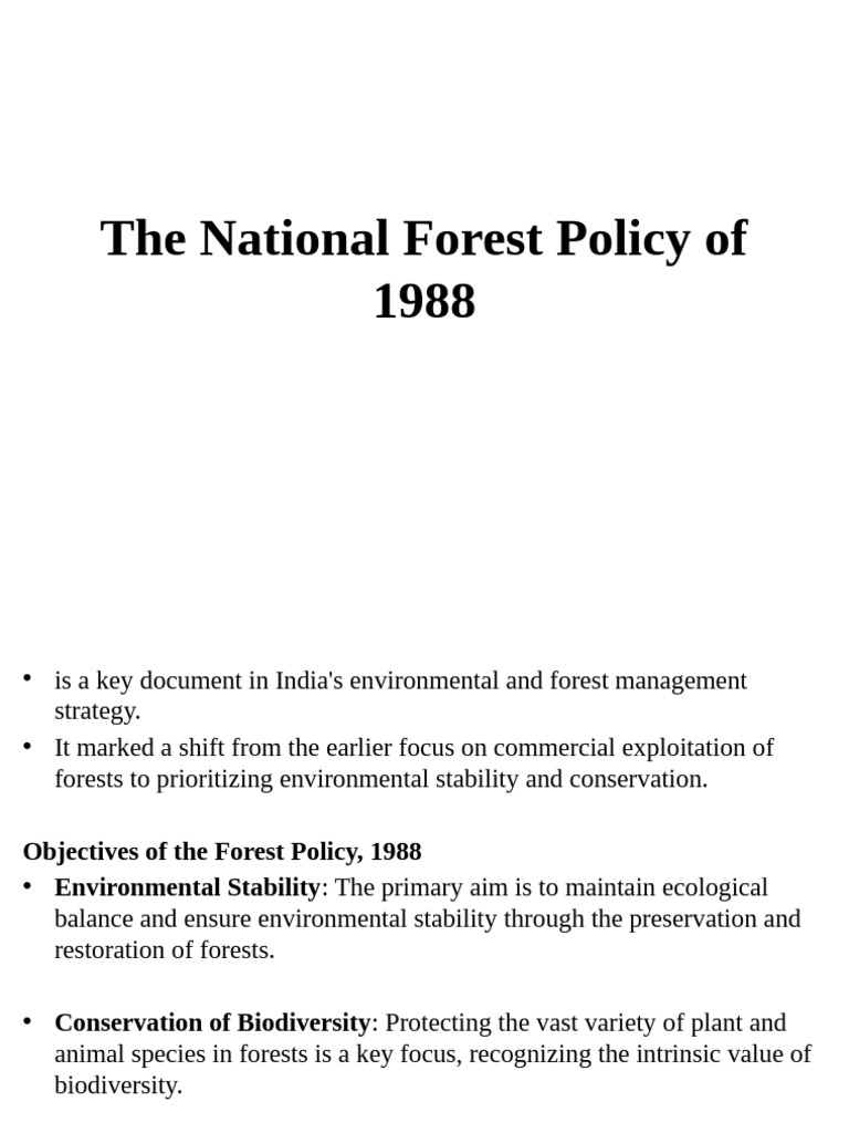 National Forest Policy of 1988 Overview | PDF | Conservation Biology ...