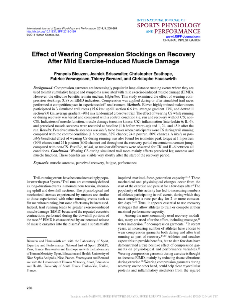 Bieuzen Et Al (2014) - Effect of Wearing Compression Stockings On ...