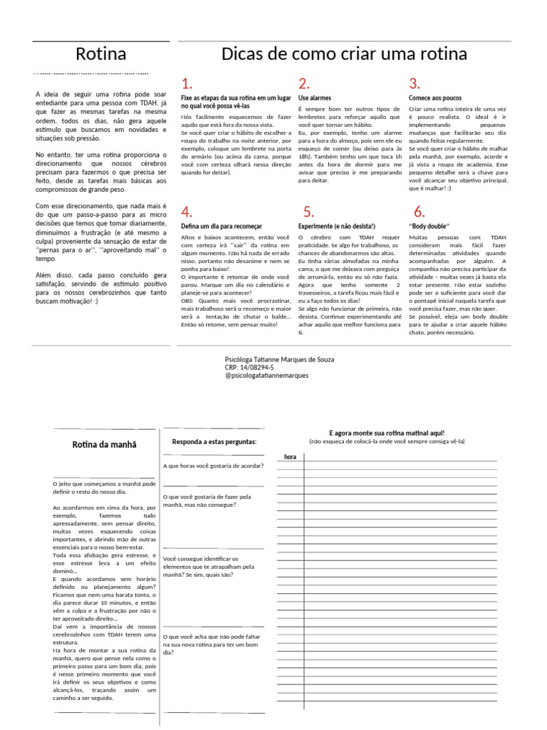 Dicas para Criar Rotinas Eficazes | PDF | Dormir | Tempo