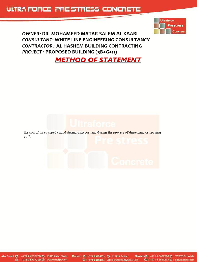 Method of Statement Post Tention | PDF | Prestressed Concrete ...