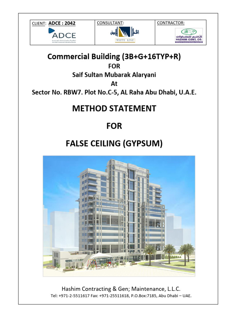 Method Statement for Gypsum False Ceiling | PDF | Drywall | Paint