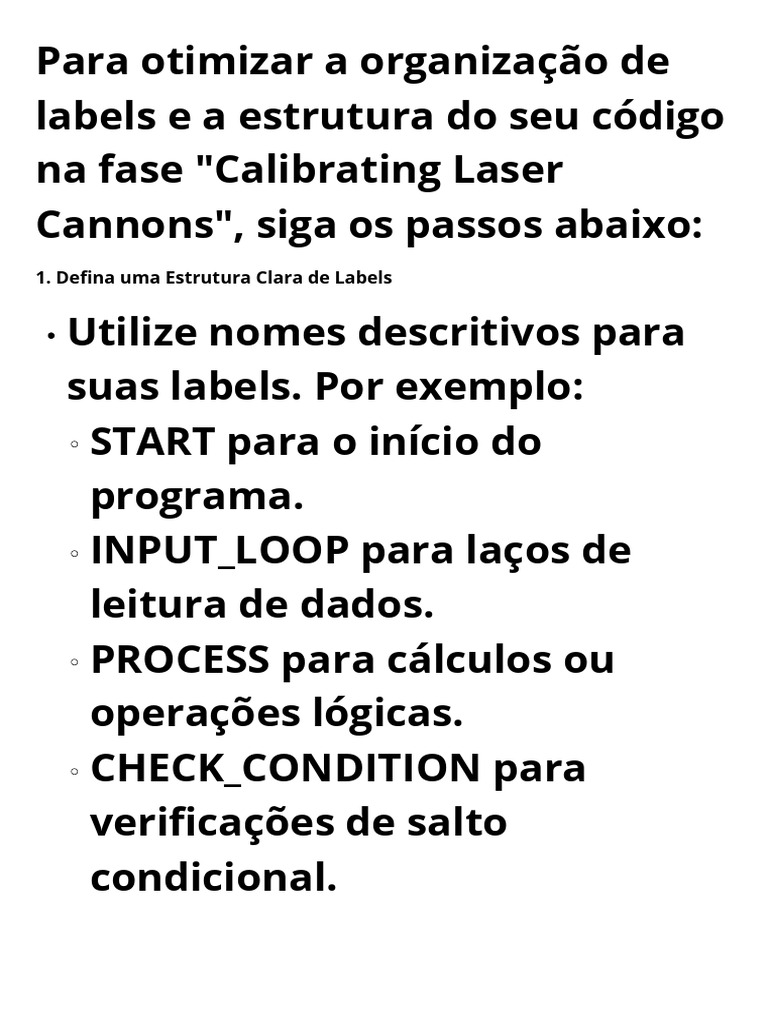 Para Otimizar A Organização de Labels e A Estrutura Do Seu Código Na ...