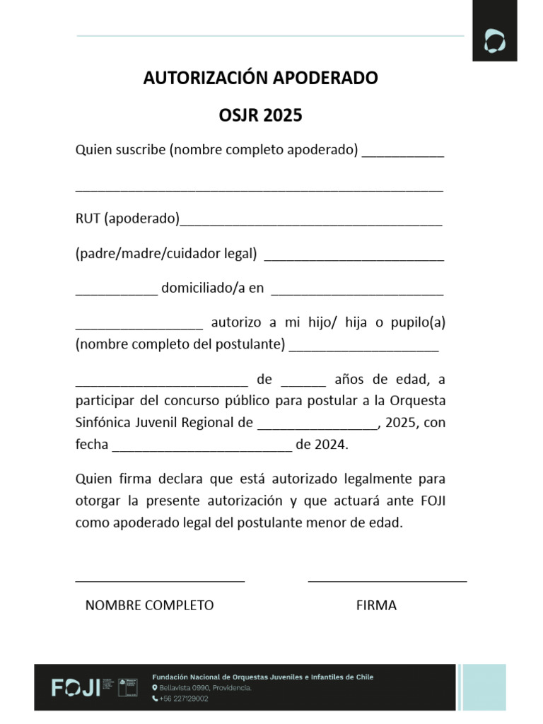 Autorización apoderado OSJR 2025 | PDF