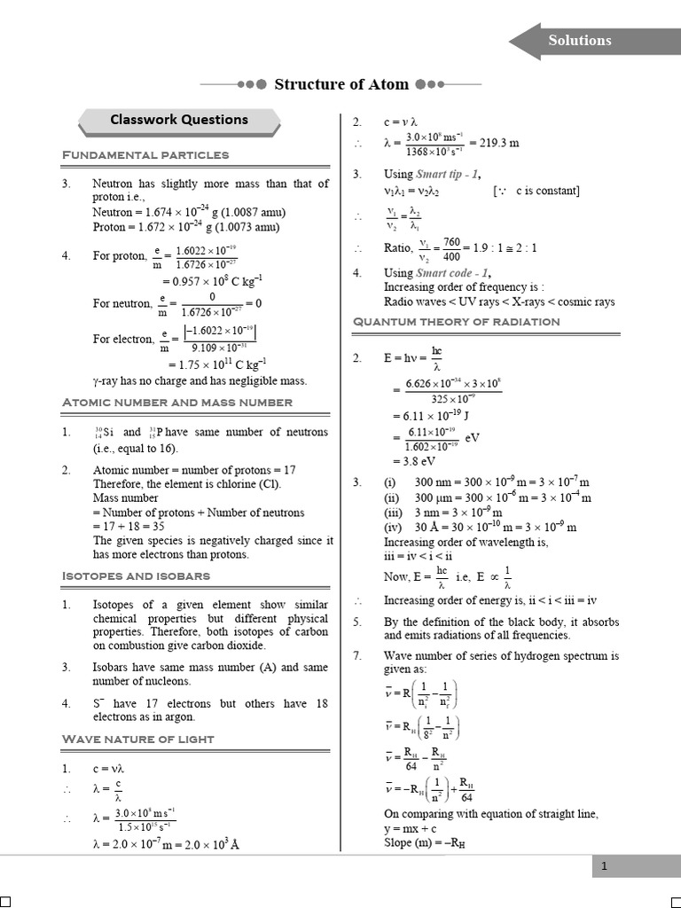 02 Structure of Atom | PDF | Proton | Atoms