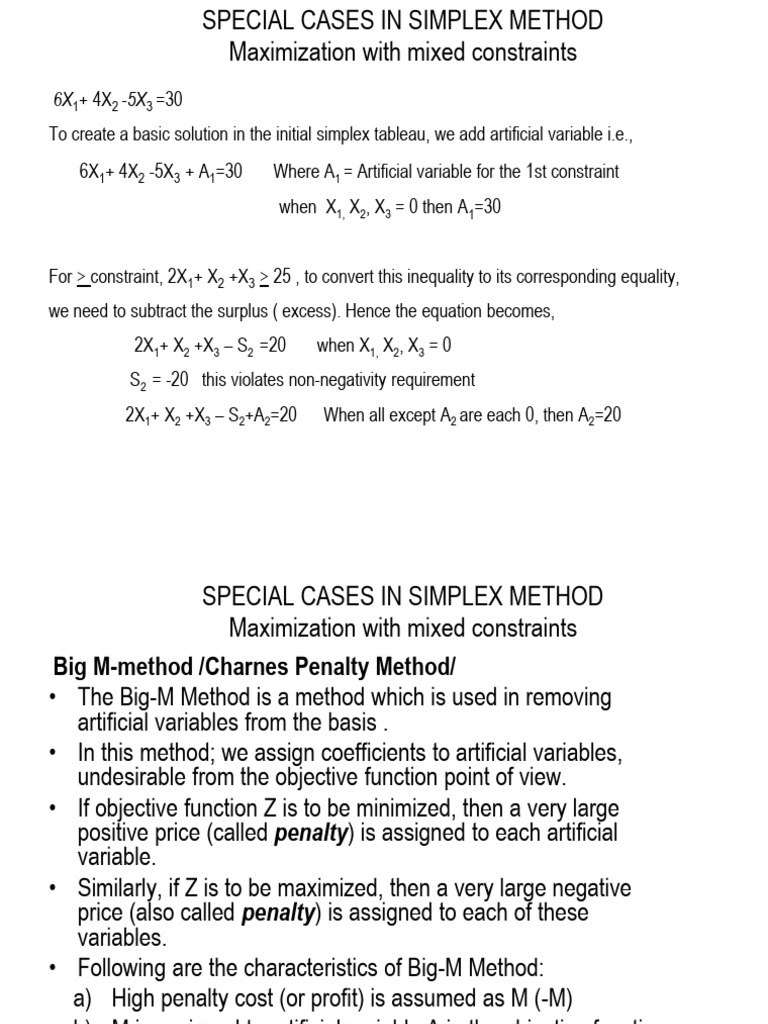 Simplex Method: Special Cases Explained | PDF | Mathematical Optimization | Mathematics