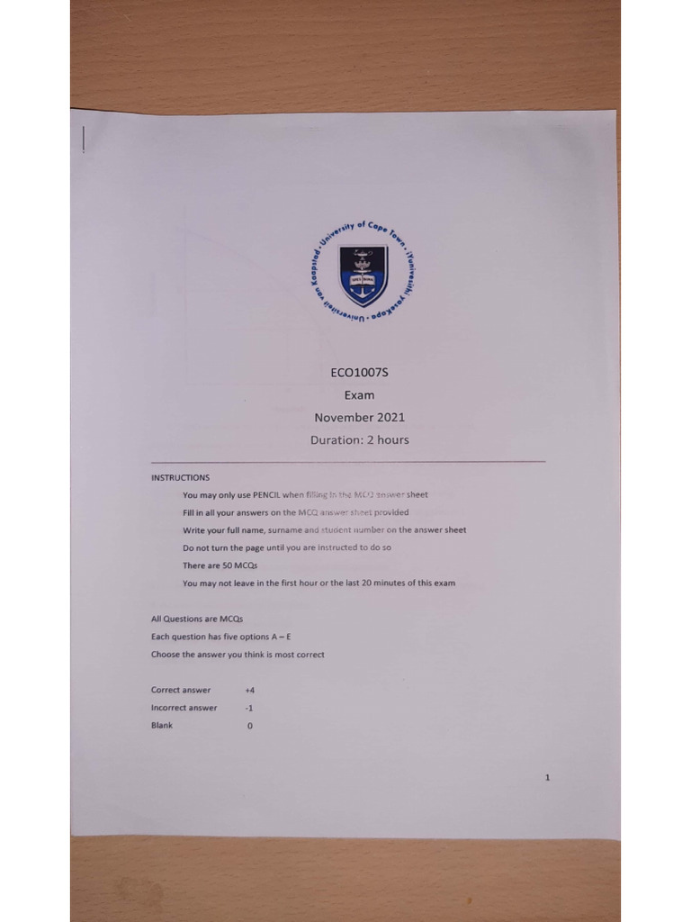 ECO1007S - Exam 2021 | PDF