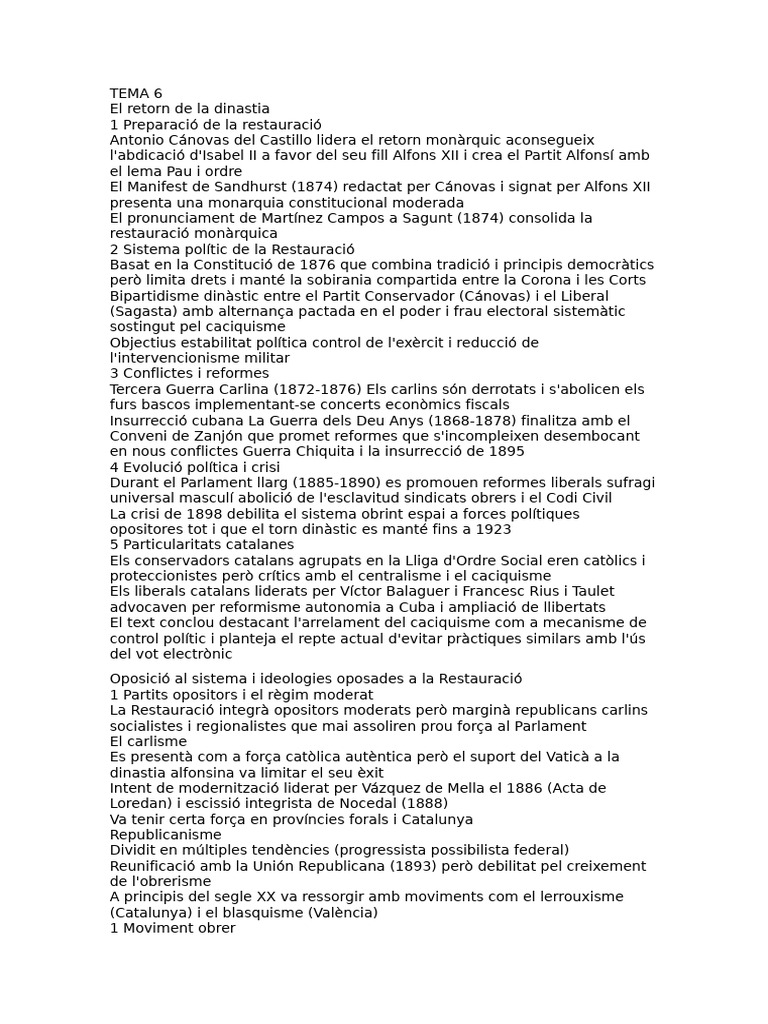 TEMA 6 Historia 2do Bach | PDF