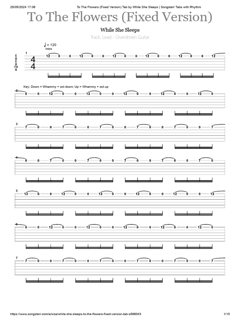 To The Flowers (Fixed Version) Tab by While She Sleeps - Songsterr Tabs ...