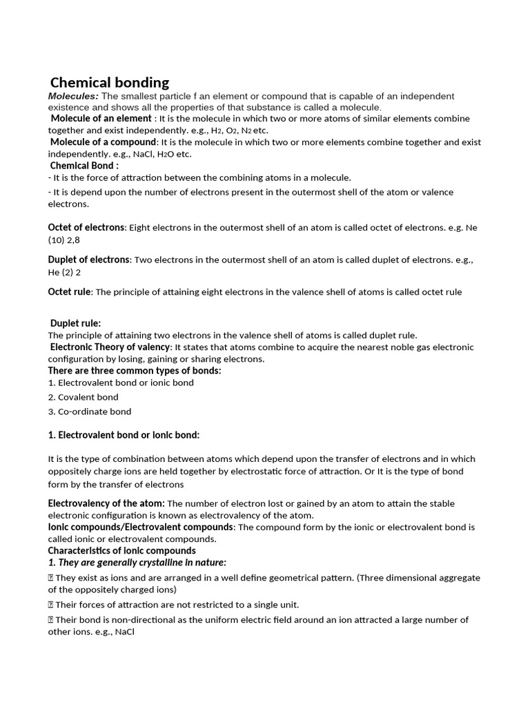 Chemical bonding | PDF | Ionic Bonding | Chemical Bond
