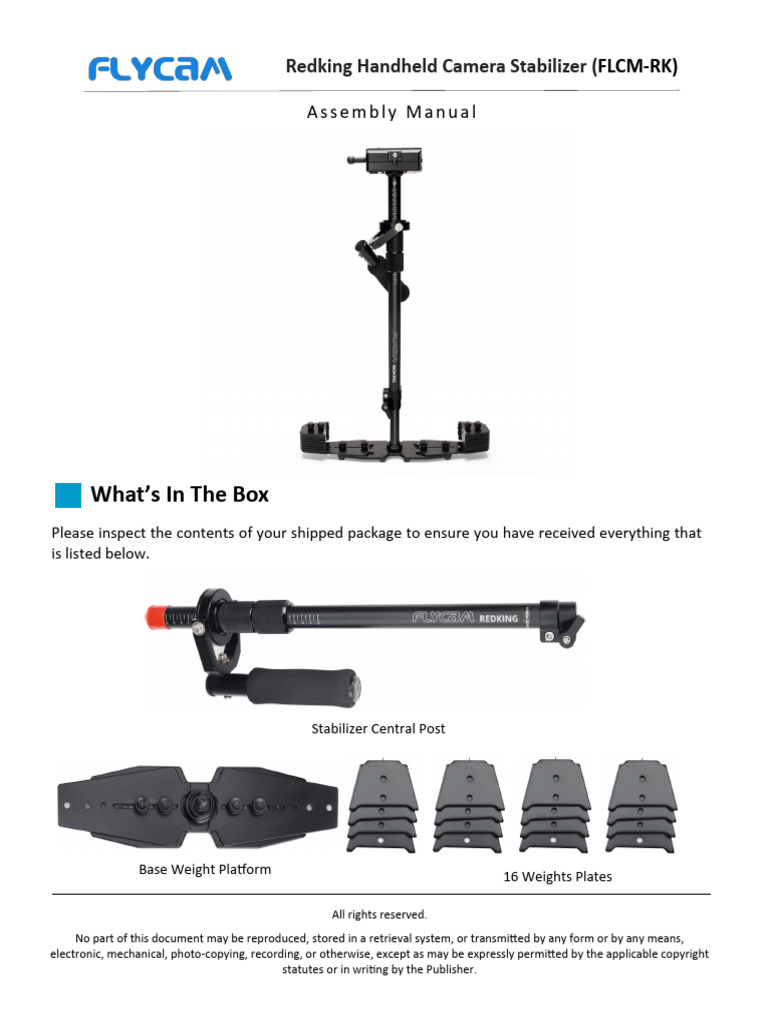Flycam Redking Handheld Camera Stabilizer FLCM RK | PDF | Camera ...
