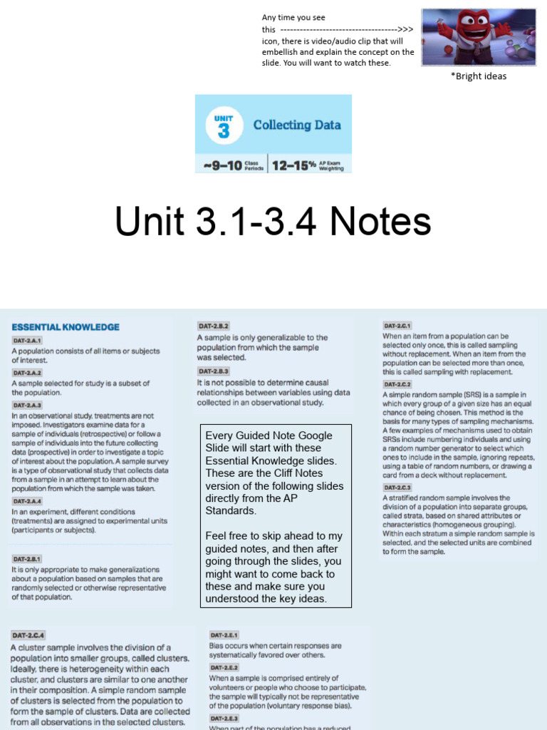 AP Statistics Unit 3 Notes Summary | PDF | Sampling (Statistics ...