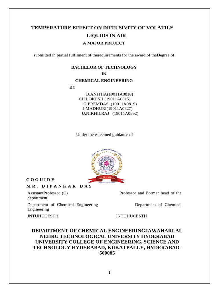 Batch No-10 Major Project Report | PDF | Diffusion | Gases
