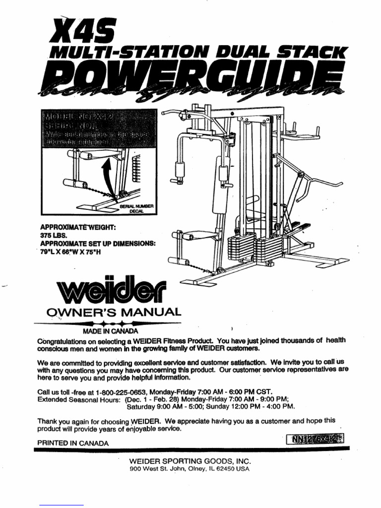 Weider x4s Power Guide Owner's Manual | PDF