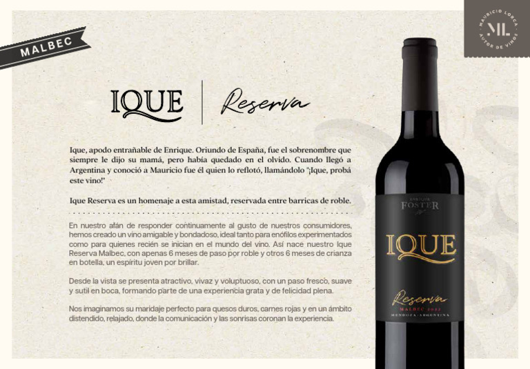 Ef - Fichas Tecnicas Español - Ique Reserva | PDF