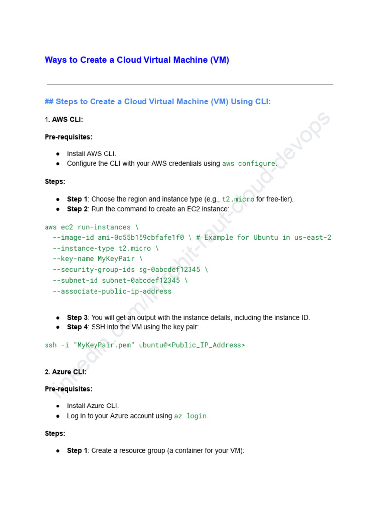 Ways To Create A Cloud Virtual Machine VM 1728427327 | PDF | Command ...