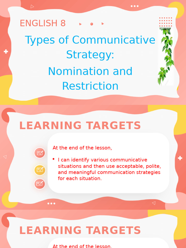 Nomination and Restriction 1 | PDF | Communication | Learning