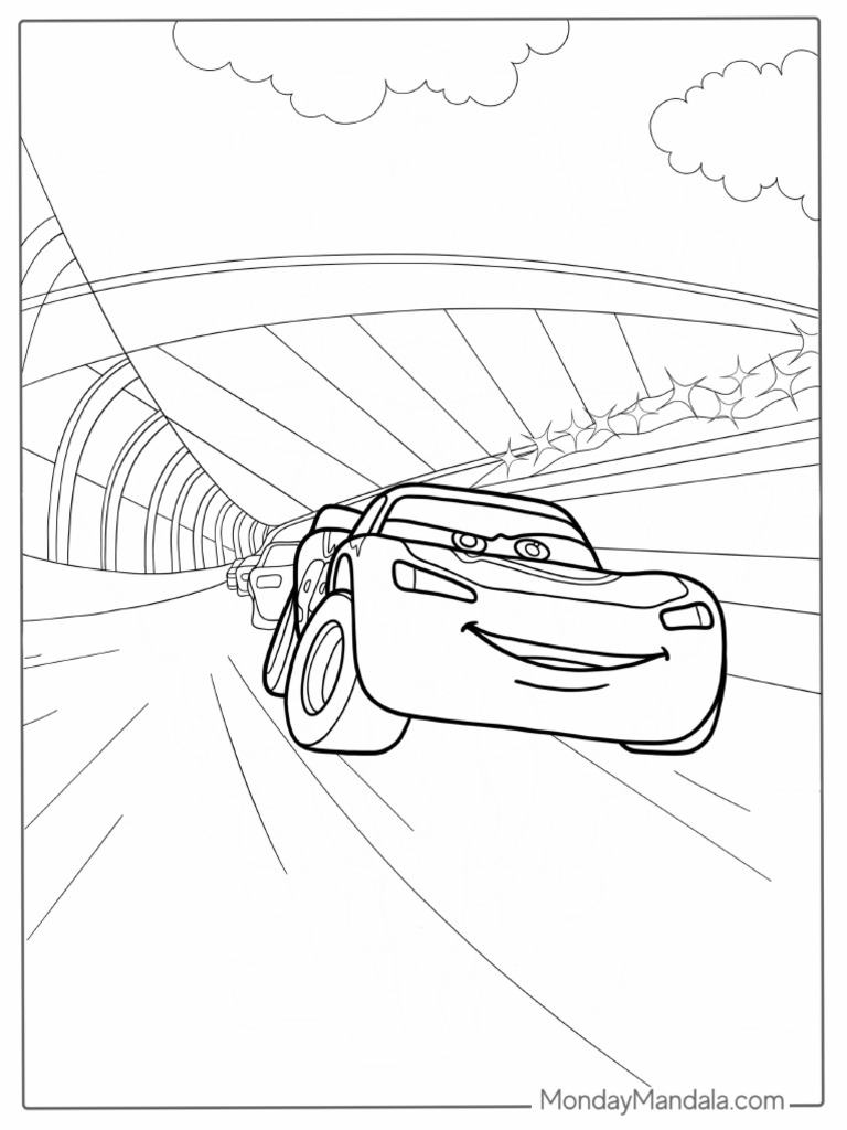 McQueen Racing at the Piston Cup Coloring Sheet | PDF