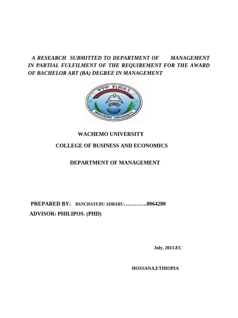 Abebech Yenew Managmnt | PDF | Entrepreneurship | Sampling (Statistics)